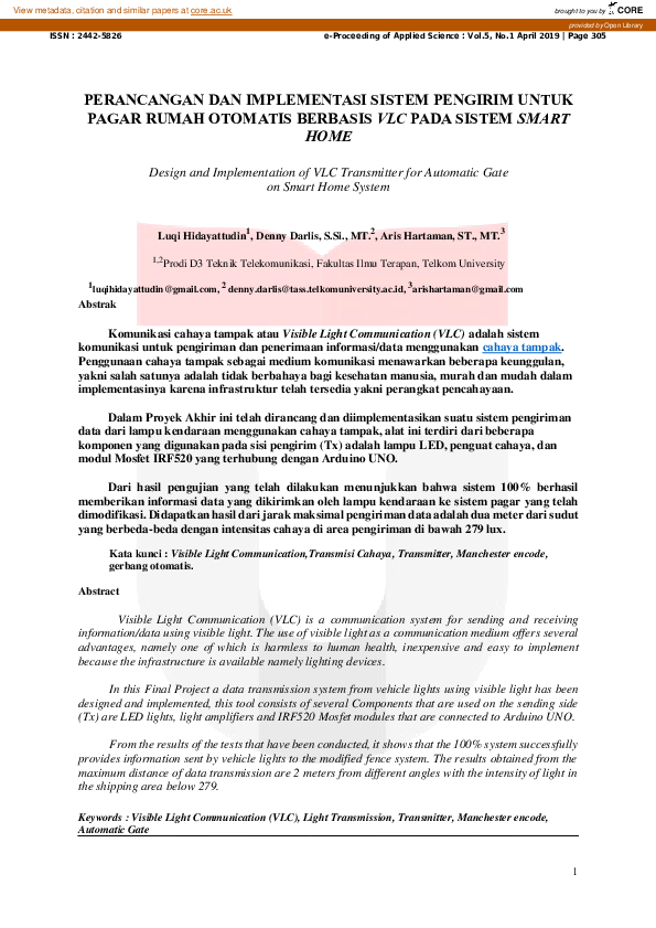 (PDF) Perancangan Dan Implementasi Sistem Pengirim Untuk Pagar Rumah ...