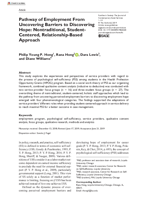 (PDF) Pathway of Employment From Uncovering Barriers to Discovering ...