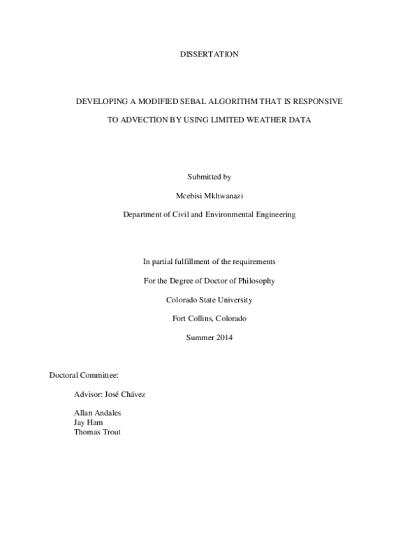 Pdf Developing A Modified Sebal Algorithm That Is Responsive To