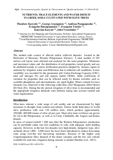 (PDF) Nutrients and Soil Quality in Olive Cultivation of Greece