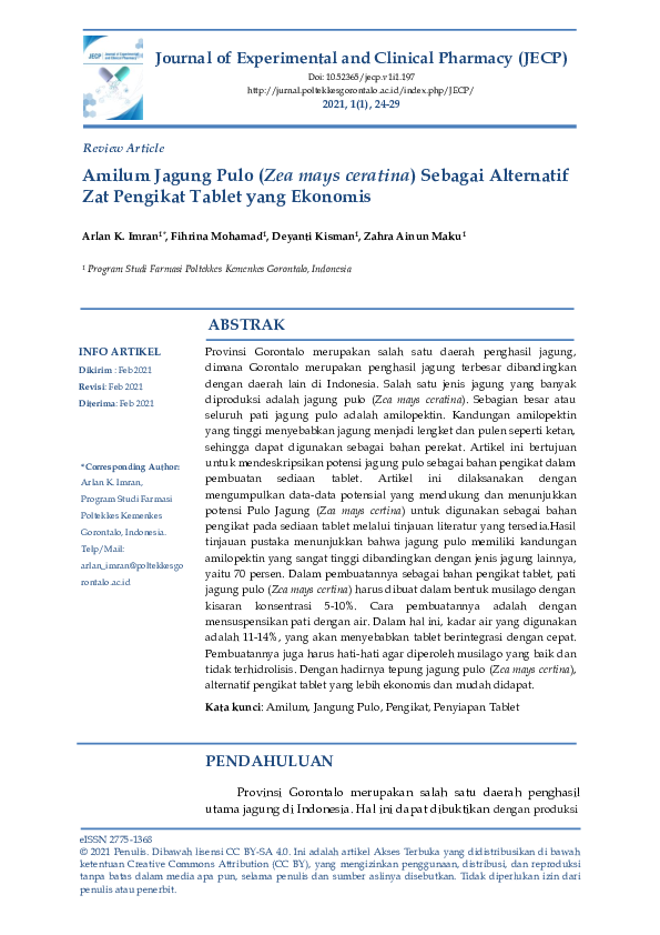 (PDF) AMILUM JAGUNG PULO (Zea mays ceratina) SEBAGAI ALTERNATIF ZAT ...
