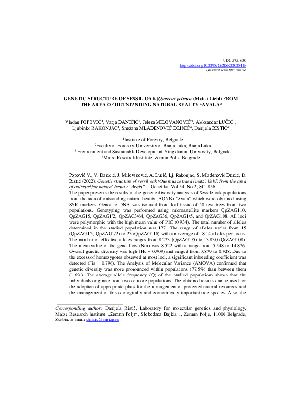(PDF) Genetic structure of Sessil oak (Quercus petraea (matt.) liebl ...