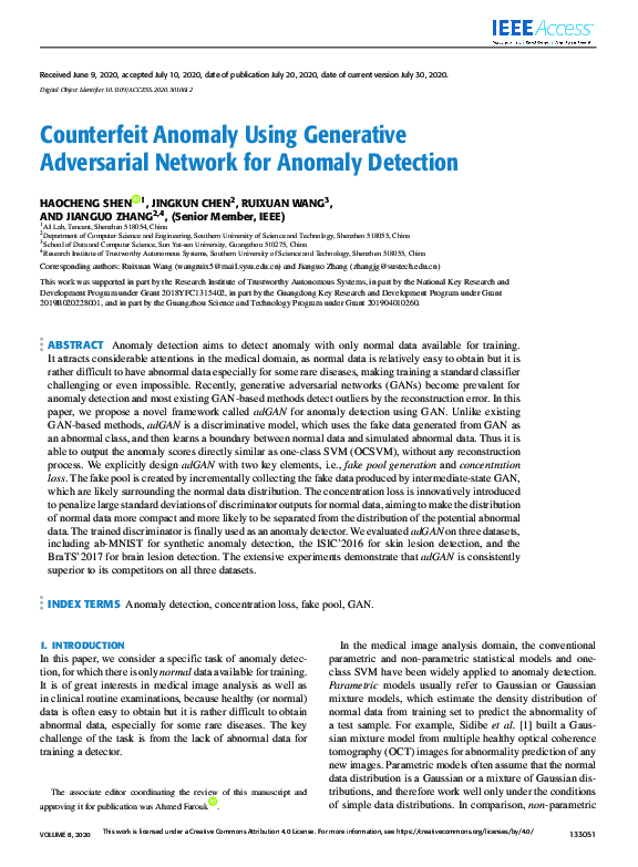 (PDF) Counterfeit Anomaly Using Generative Adversarial Network for Anomaly Detection