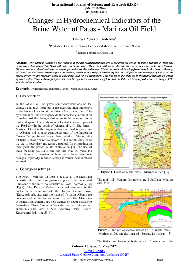 (PDF) Changes in Hydrochemical Indicators of the Brine Water of Patos ...