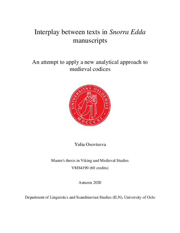 (PDF) Interplay between texts in Snorra Edda manuscripts: An attempt to ...