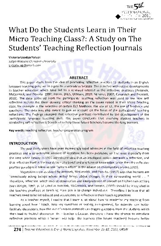 (PDF) What Do the Students Learn in Their Micro Teaching Class?: A ...