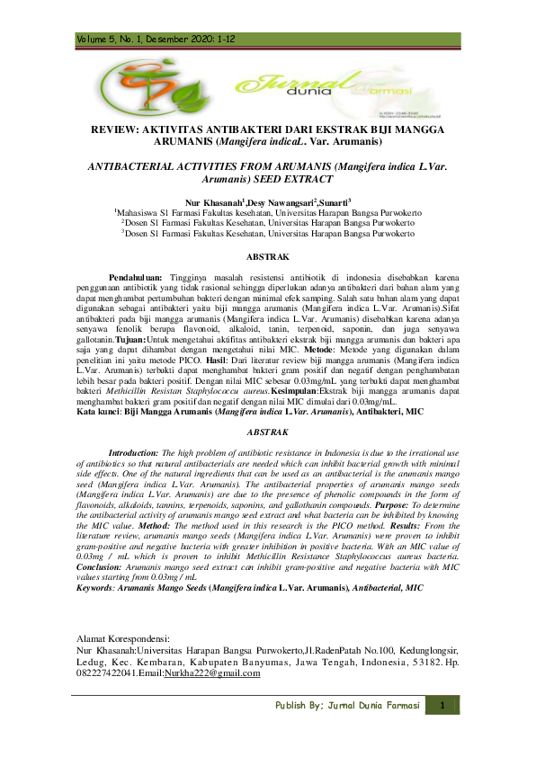 (PDF) Review Artikel: Aktivitas Antibakteri dari Ekstrak Biji Mangga ...