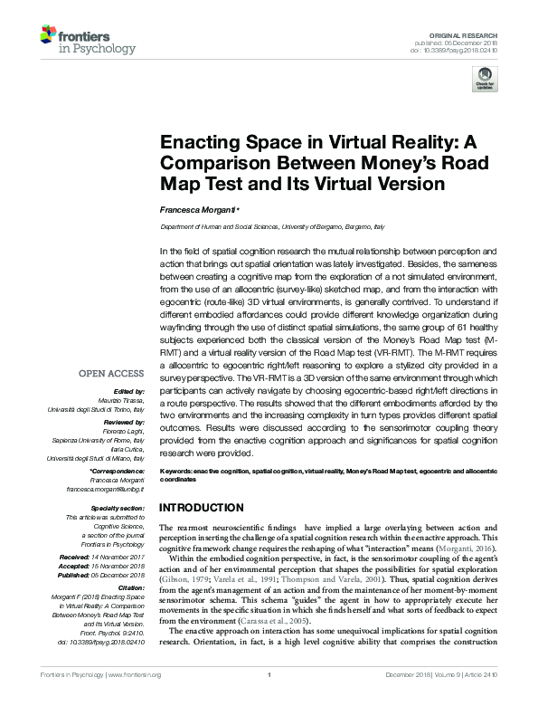 (PDF) Enacting Space in Virtual Reality: A Comparison Between Money’s ...