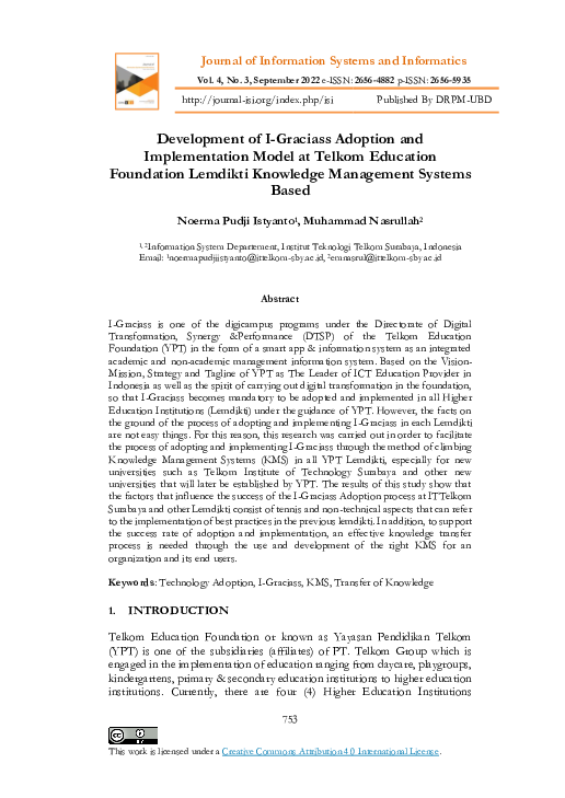 (PDF) Development of I-Graciass Adoption and Implementation Model at Telkom Education Foundation ...