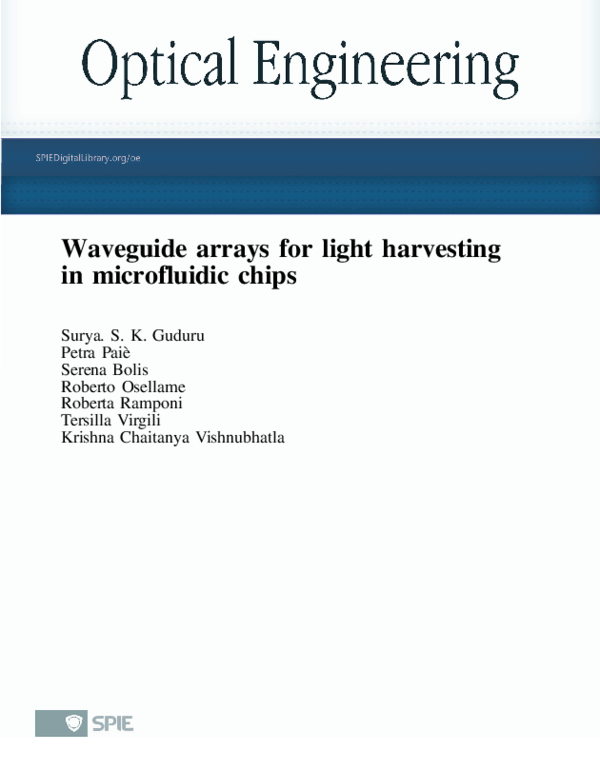 (PDF) Waveguide arrays for light harvesting in microfluidic chips | Tersilla Virgili - Academia.edu