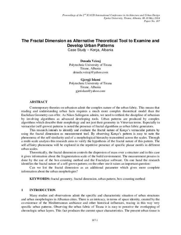 Pdf The Fractal Dimension As Alternative Theoretical Tool To Examine