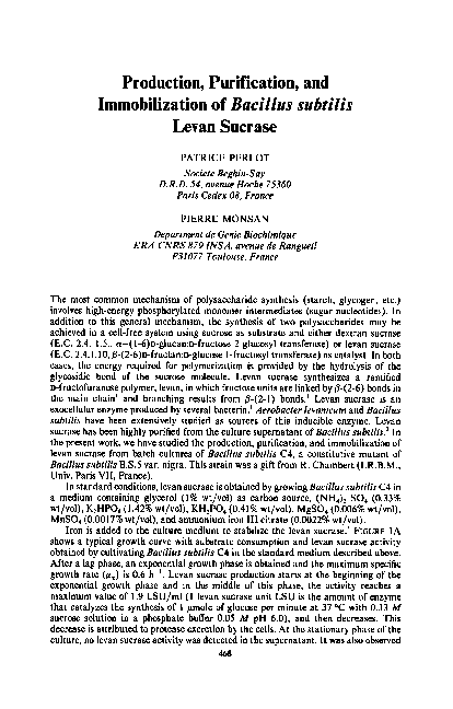 Pdf Production Purification And Immobilization Of Bacillus Subtilis