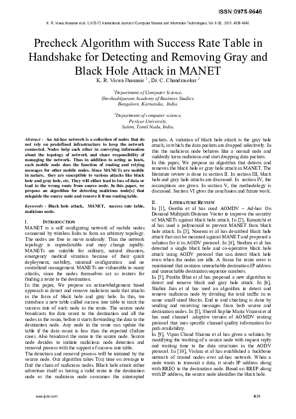 (PDF) Precheck Algorithm with Success Rate Table in Handshake for Detecting and Removing Gray ...