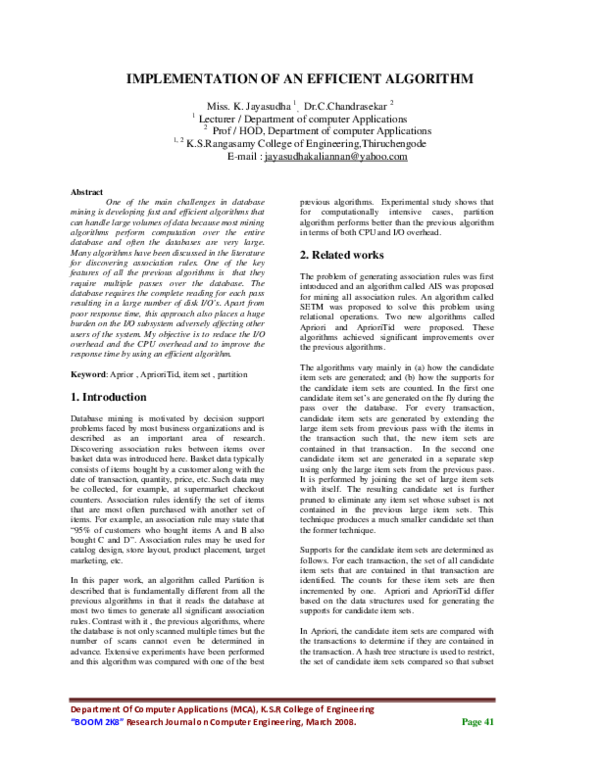 (PDF) Implementation of an Efficient Algorithm