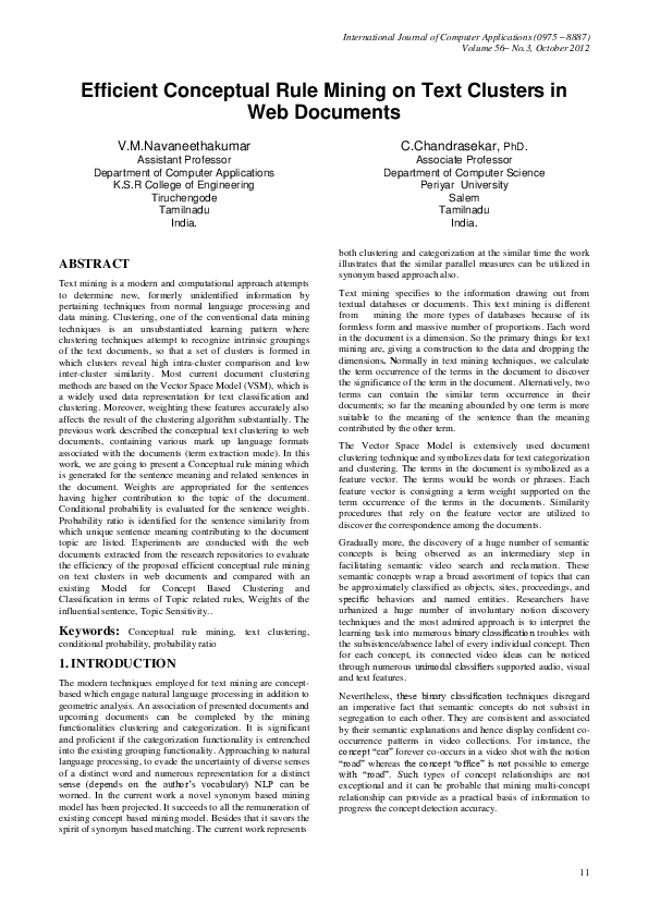 (PDF) Efficient Conceptual Rule Mining on Text Clusters in Web Documents