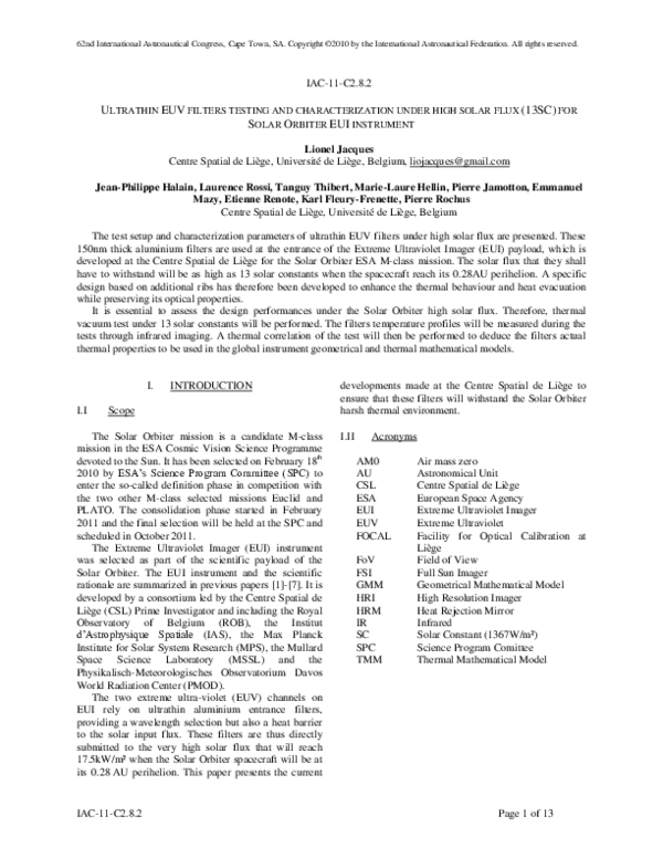 (PDF) Ultrathin EUV Filters Testing and Characterization under High ...