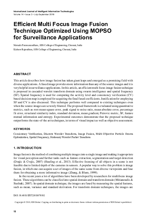 (PDF) Efficient Multi Focus Image Fusion Technique Optimized Using MOPSO for Surveillance ...