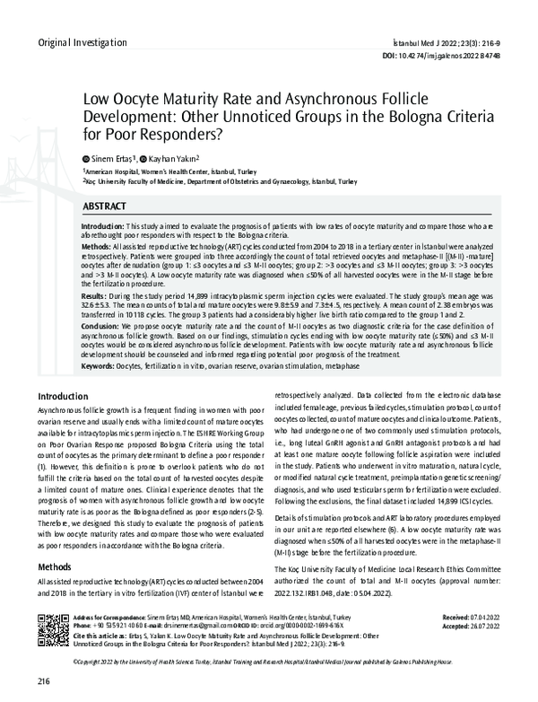 (PDF) Low Oocyte Maturity Rate and Asynchronous Follicle Development ...
