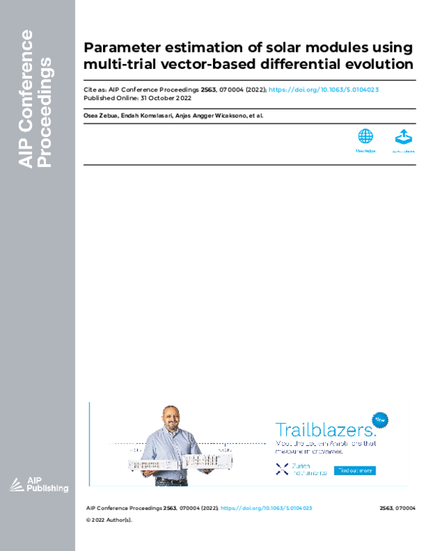 (PDF) Parameter estimation of solar modules using multi-trial vector-based differential evolution