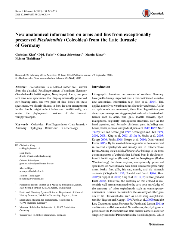 (PDF) New anatomical information on arms and fins from exceptionally ...