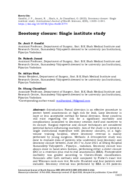 (PDF) Ileostomy closure