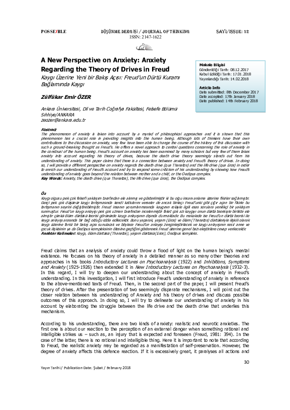(PDF) A NEW PERSPECTIVE ON ANXIETY: ANXIETY REGARDING THE THEORY OF ...
