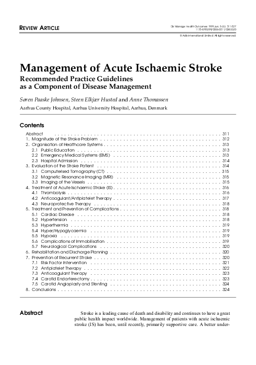 (PDF) Management of Acute Ischaemic Stroke