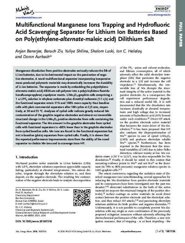 Multifunctional Manganese Ions Trapping and Hydrofluoric Acid ...