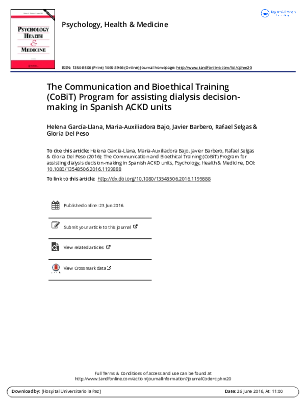 (PDF) The Communication and Bioethical Training (CoBiT) Program for ...