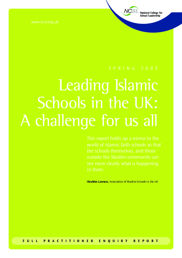 (PDF) Leading Islamic Schools in the UK: A challenge for us all