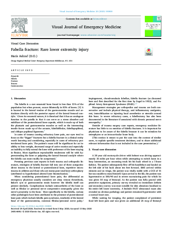 (PDF) Fabella fracture: Rare lower extremity injury