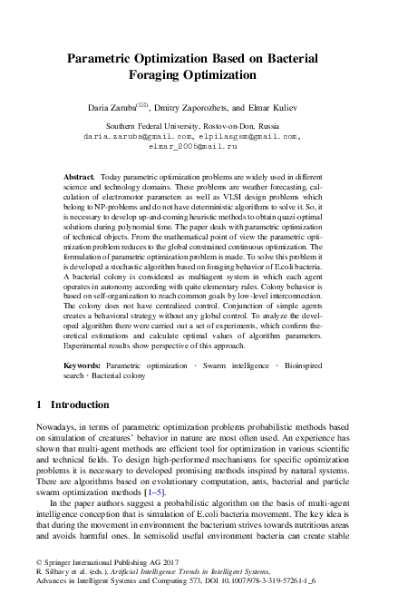 (PDF) Parametric Optimization Based on Bacterial Foraging Optimization