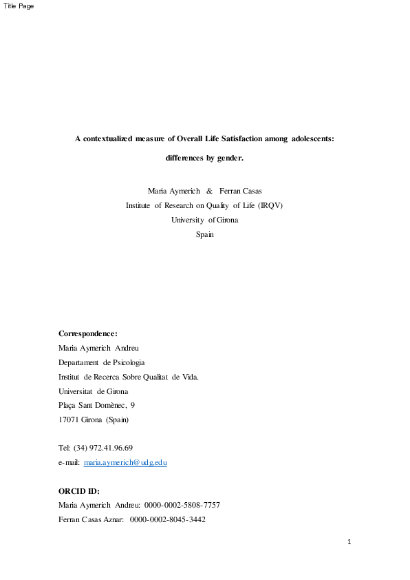 (PDF) A contextualized measure of Overall Life Satisfaction among ...
