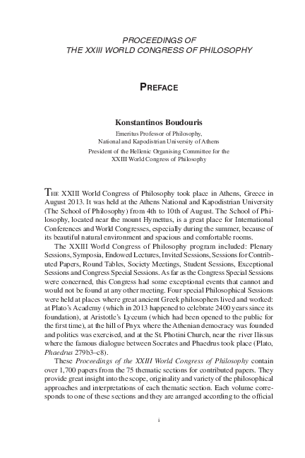 (PDF) Proceedings of XXIII World Congress of Philosophy