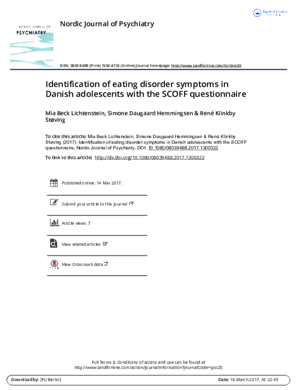 (PDF) Identification of eating disorder symptoms in Danish adolescents ...