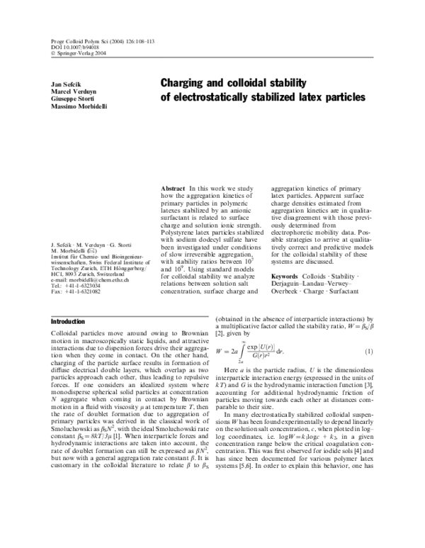 (PDF) Charging and colloidal stability of electrostatically stabilized latex particles | Marcel ...