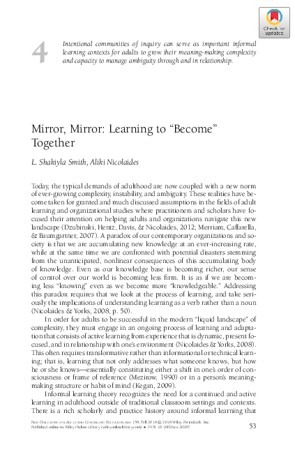(PDF) Mirror, Mirror: Learning to “Become” Together | Shakiyla Smith ...