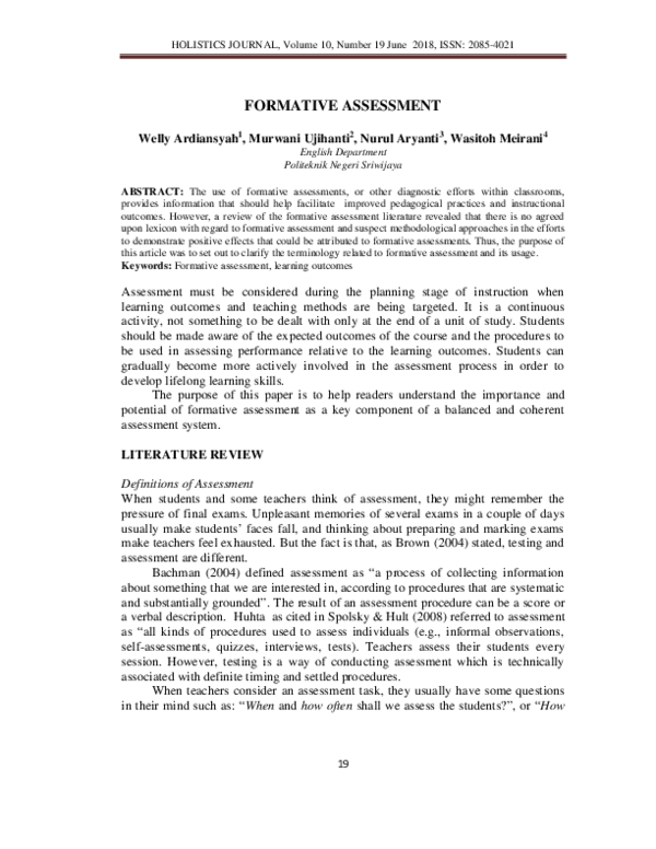 (PDF) Formative Assessment