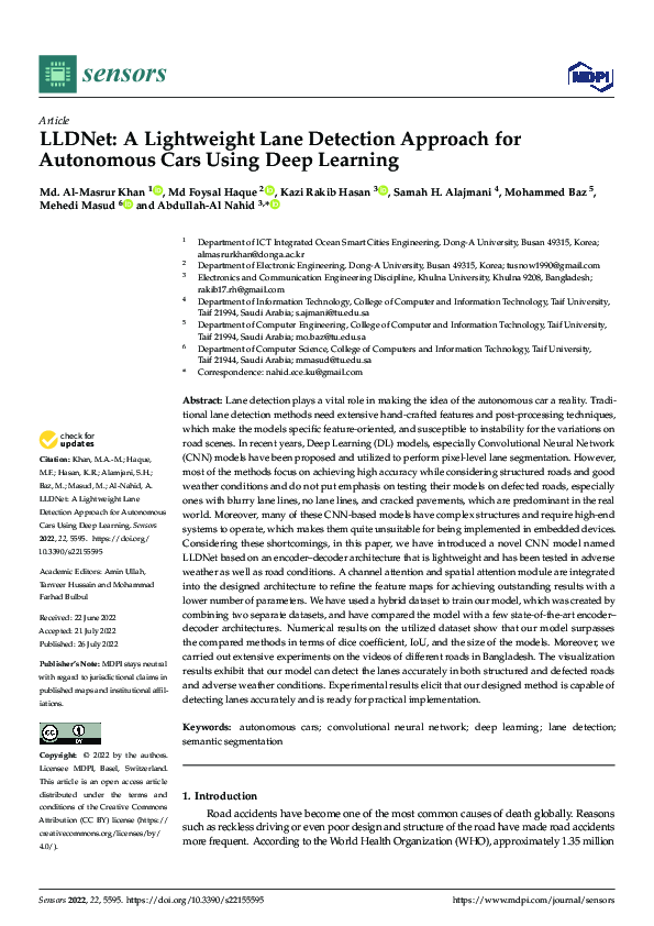 (PDF) LLDNet: A Lightweight Lane Detection Approach for Autonomous Cars Using Deep Learning