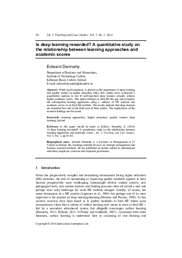 (PDF) Is deep learning rewarded? A quantitative study on the ...