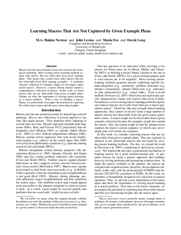 (PDF) Learning Macros That Are Not Captured by Given Example Plans