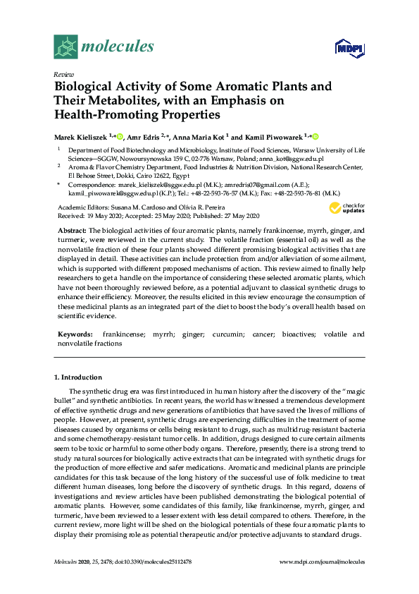 (PDF) Biological Activity of Some Aromatic Plants and Their Metabolites ...