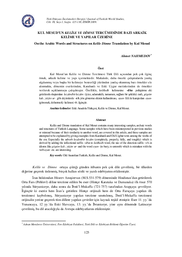 (PDF) On the Archaique Words and Structures on Kelile Dimne Translation ...