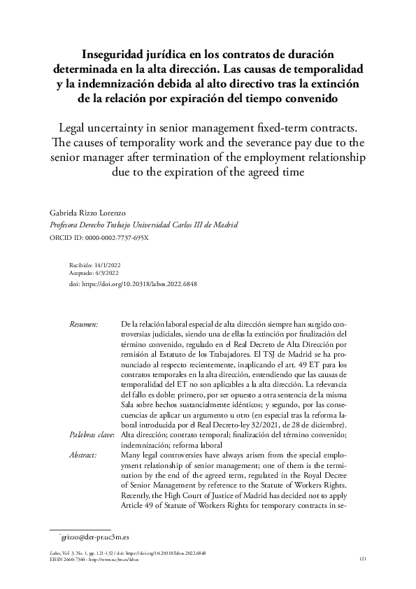 (PDF) Inseguridad jurídica en los contratos de duración determinada en ...