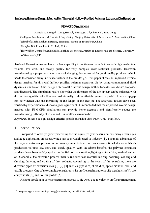 (PDF) Improved inverse design method for thin-wall hollow profiled ...