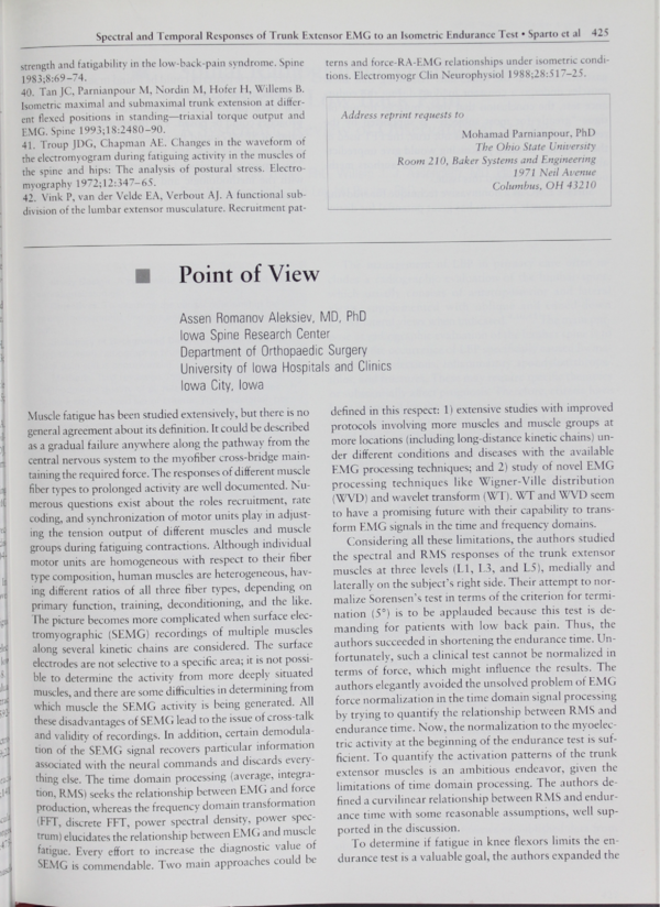 (PDF) Point of View: Spectral and Temporal Responses of Trunk Extensor ...