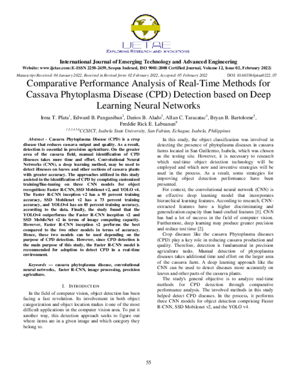 (PDF) Comparative Performance Analysis of Real-Time Methods for Cassava Phytoplasma Disease (CPD ...