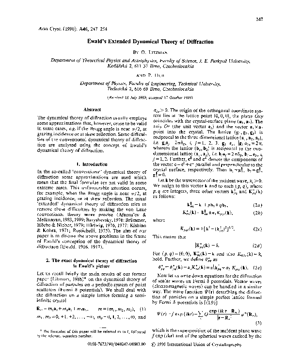 (PDF) Ewald's extended dynamical theory of diffraction