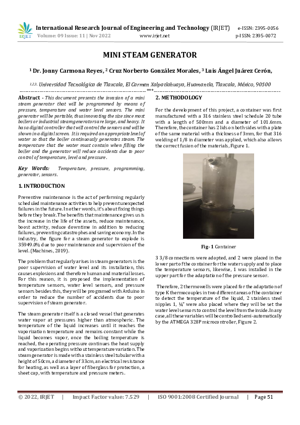 (PDF) MINI STEAM GENERATOR