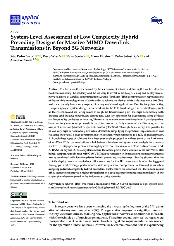 (PDF) System-Level Assessment of Low Complexity Hybrid Precoding Designs for Massive MIMO ...